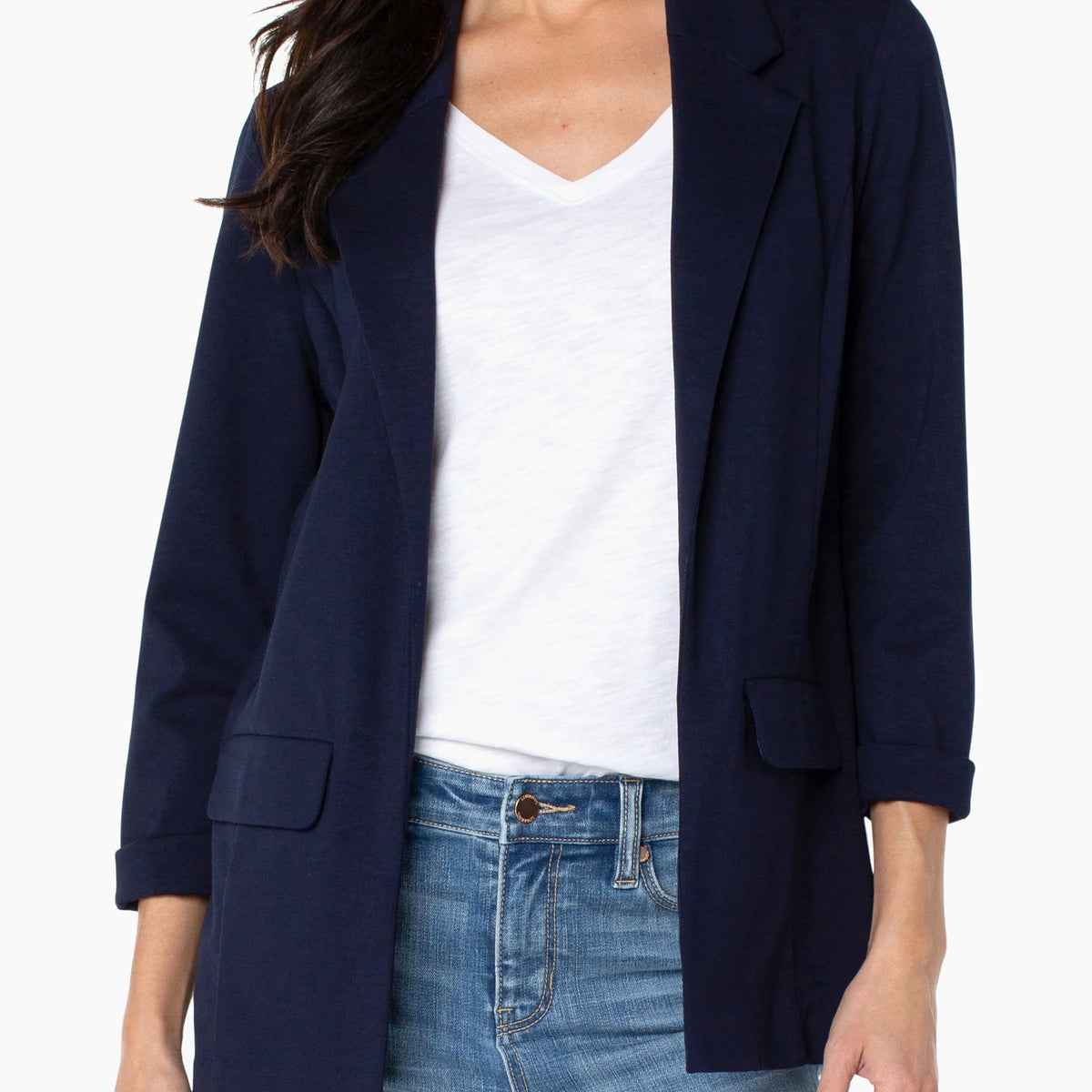 Liverpool Boyfriend Blazer w/Princess Darts – BLUE TAYLOR